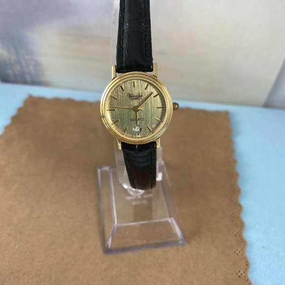 Vintage | Accessories | Vintage Versailles Quartz Watch Black Strap ...